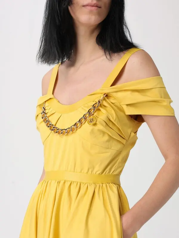 Elisabetta Franchi Off-the-shoulder Midi Dress With Chain Detail