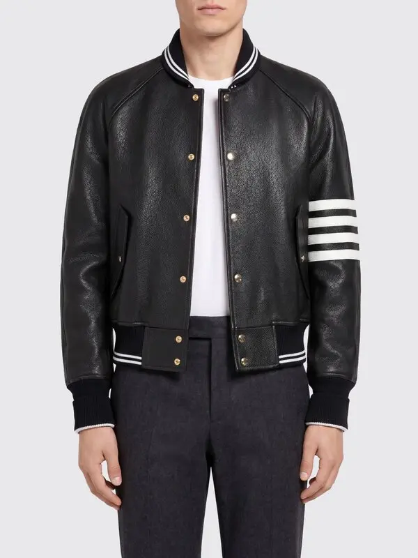 Thom Browne 4-bar Leather Bomber Jacket