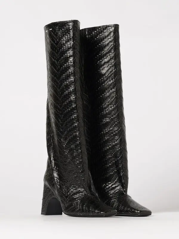 Coperni Woven Leather Knee-high Boots With Sculptural Heel