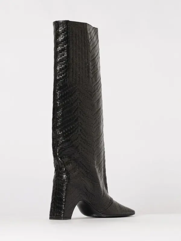 Coperni Woven Leather Knee-high Boots With Sculptural Heel