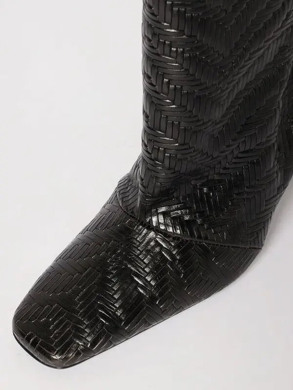 Coperni Woven Leather Knee-high Boots With Sculptural Heel