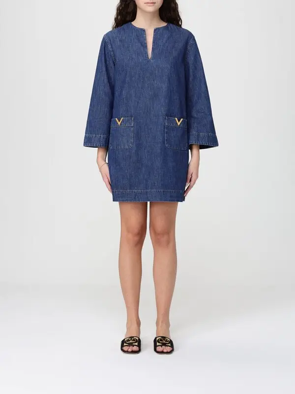 Valentino Garavani Cotton Denim Kaftan Dress