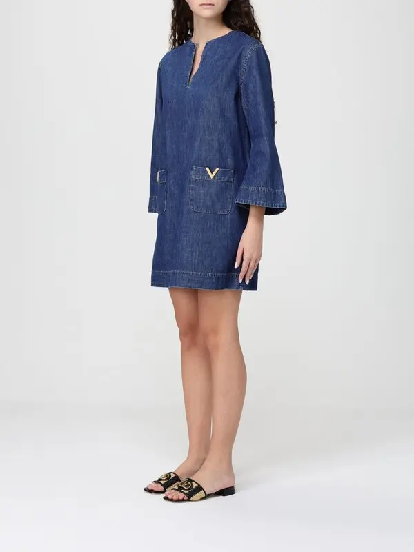 Valentino Garavani Cotton Denim Kaftan Dress