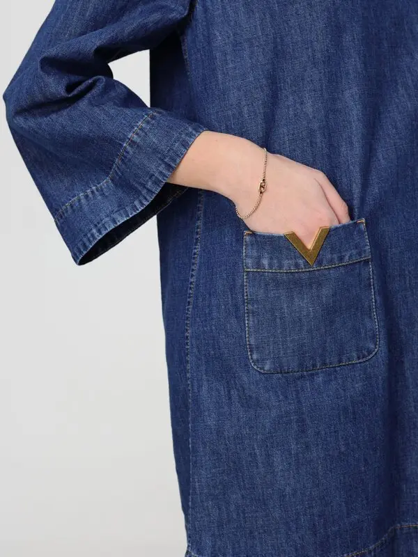 Valentino Garavani Cotton Denim Kaftan Dress