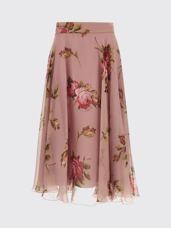 Dolce & Gabbana Floral Print Silk Midi Skirt