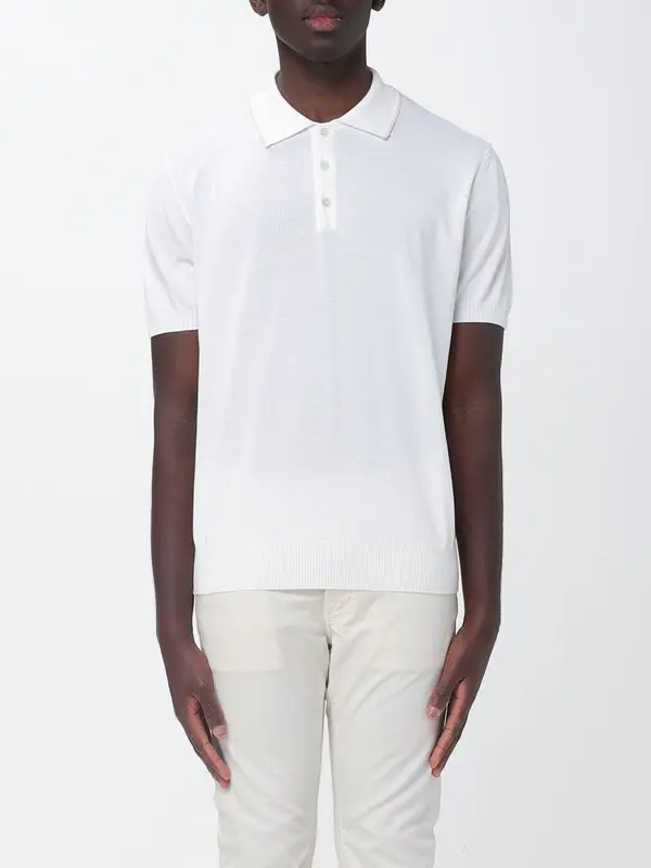 Canali Cotton Knit Polo Shirt - White