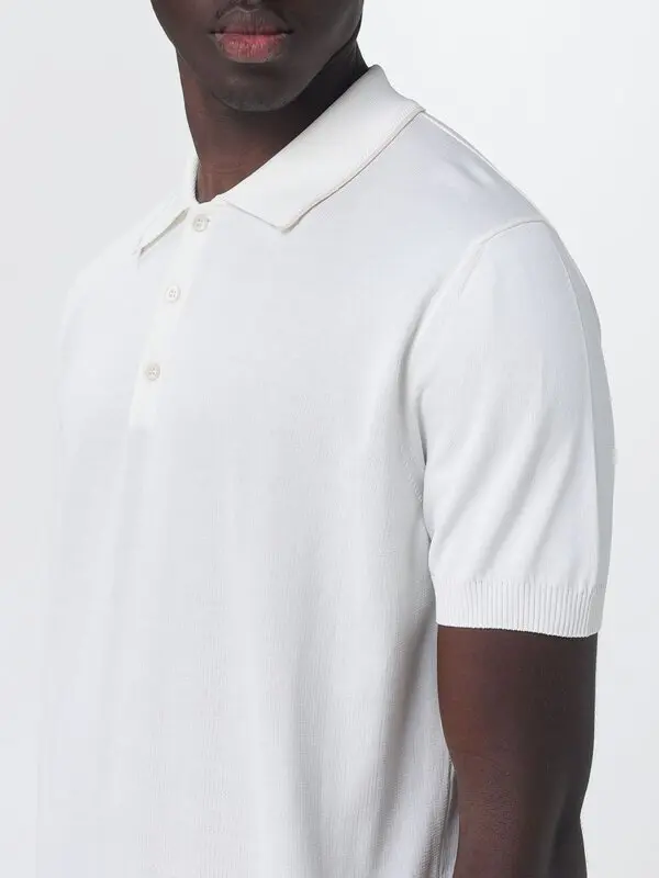 Canali Cotton Knit Polo Shirt - White