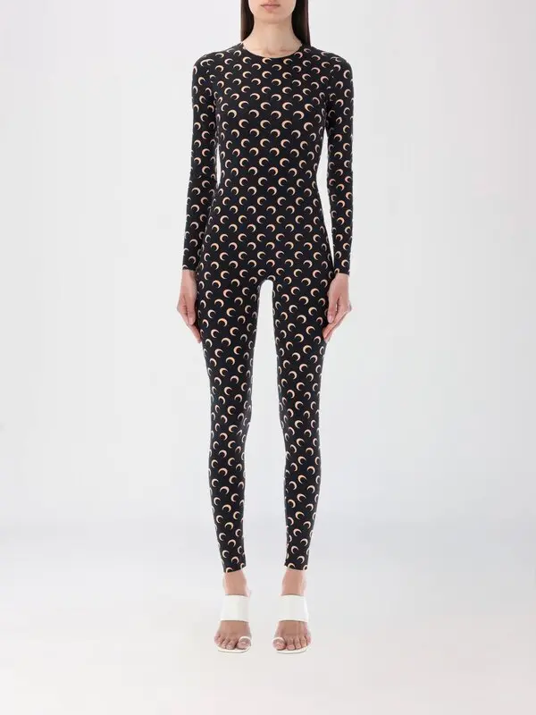 MARINE SERRE All-over Crescent Print Jumpsuit - Black
