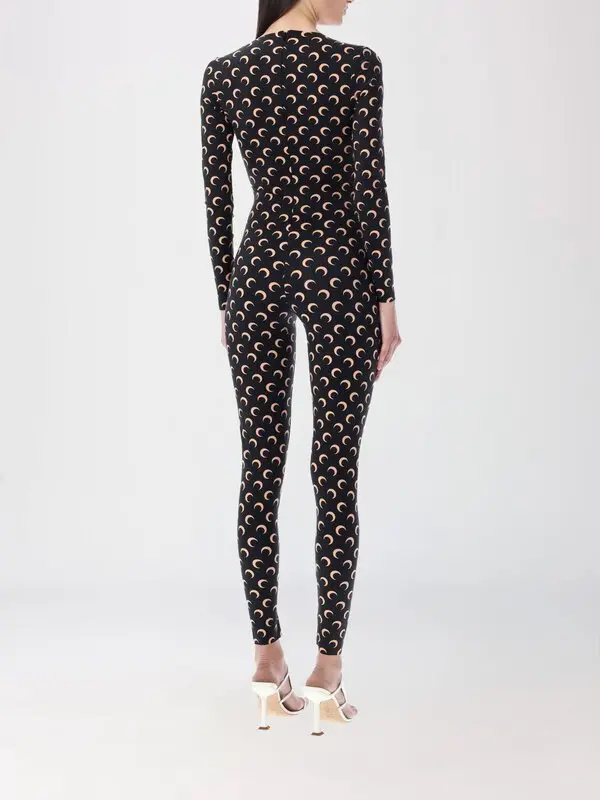 MARINE SERRE All-over Crescent Print Jumpsuit - Black