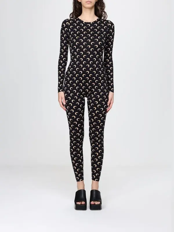 MARINE SERRE All-over Crescent Print Jumpsuit - Black