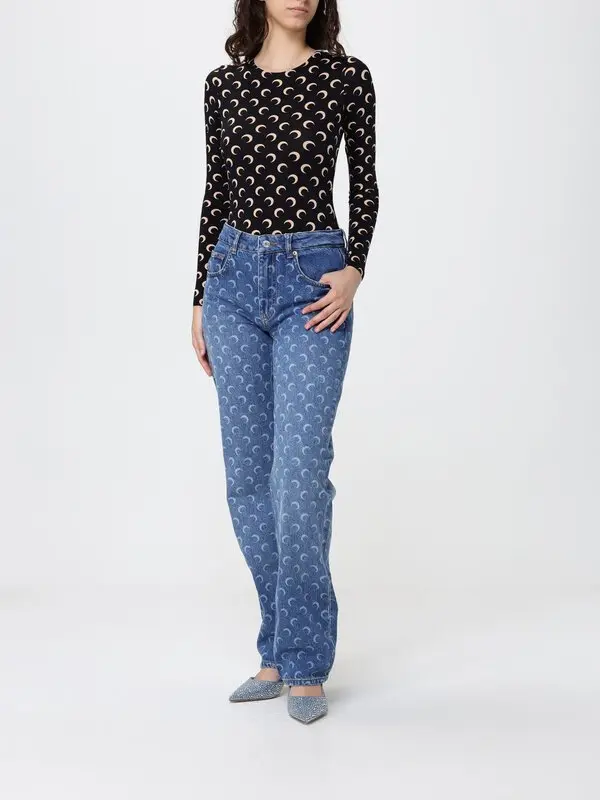 MARINE SERRE Crescent Moon Print Jumpsuit - Black