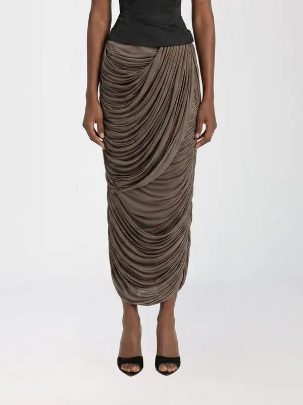 Magda Butrym Draped Cupro Midi Skirt - Brown