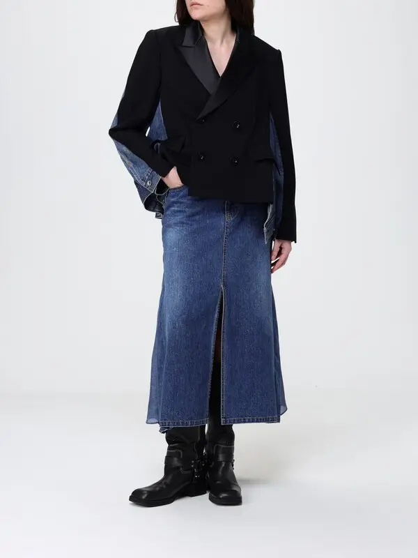 Sacai Cotton Denim Midi Skirt