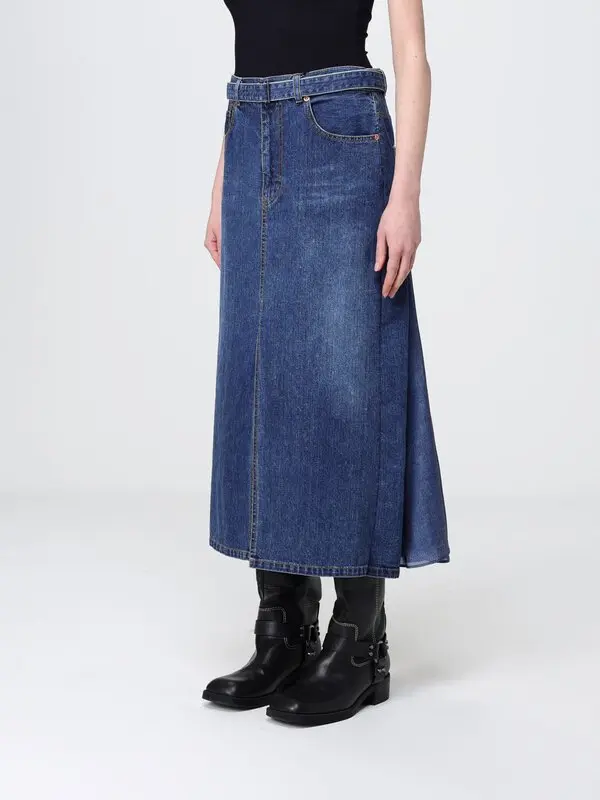 Sacai Cotton Denim Midi Skirt