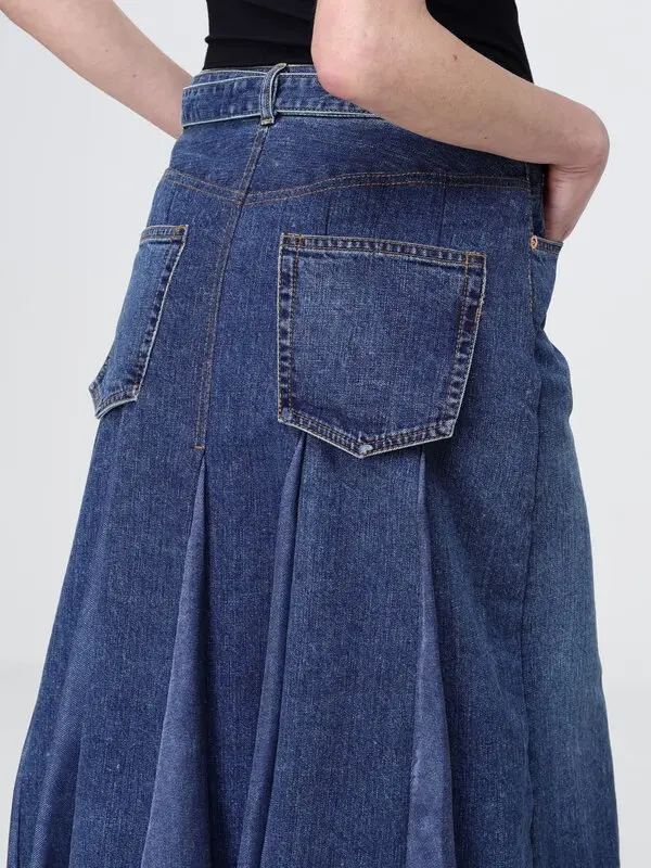 Sacai Cotton Denim Midi Skirt