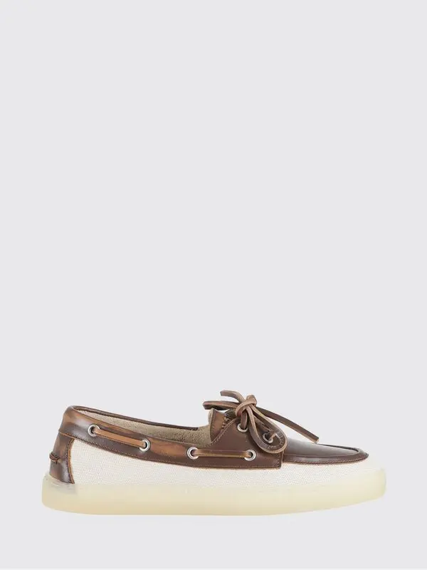 SUMMERY COPENHAGEN Bi-leather And Canvas Boat Shoes - Brown