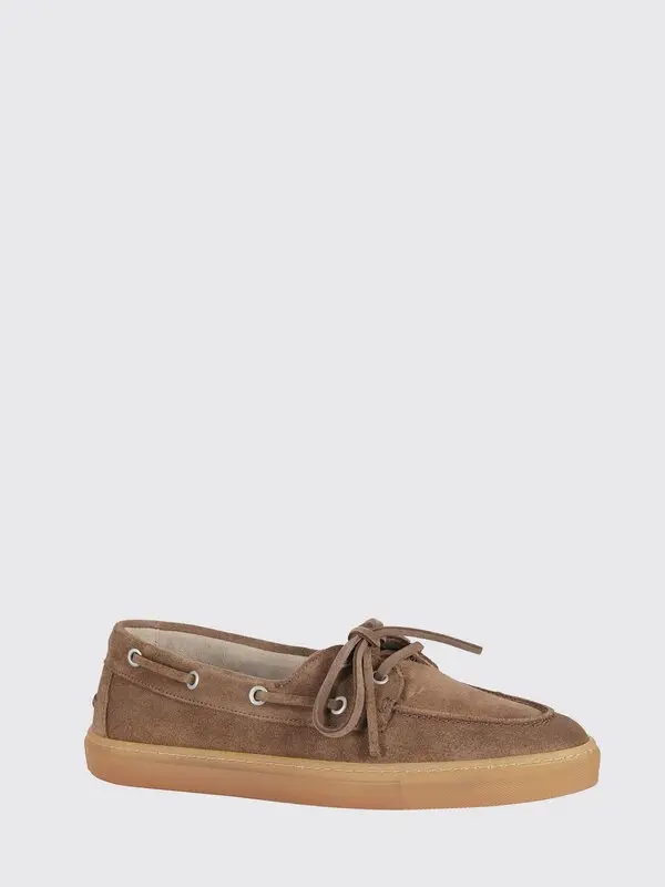 SUMMERY COPENHAGEN Bi-leather And Canvas Boat Shoes - Coffee
