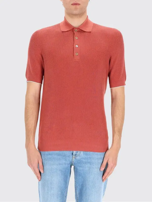 Brunello Cucinelli Cotton Knit Polo Shirt - Red