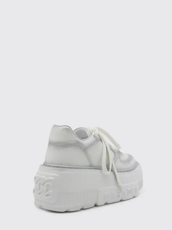 Casadei Low-top Sneakers With Wedge Platform Sole In Smooth And Laminated Leather
