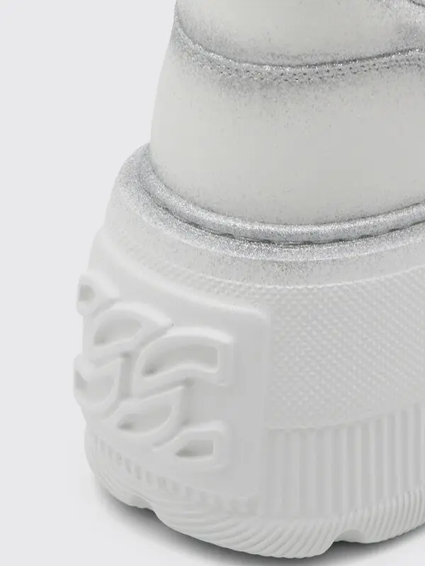 Casadei Low-top Sneakers With Wedge Platform Sole In Smooth And Laminated Leather