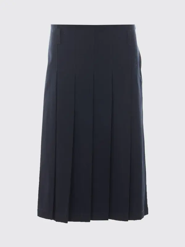 A.p.c. Pleated Cotton Midi Skirt With Belt Loops