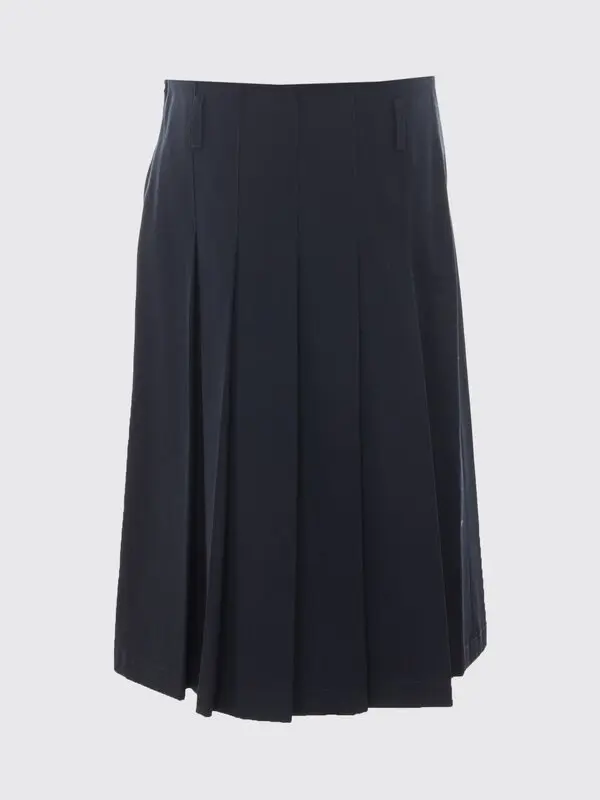 A.p.c. Pleated Cotton Midi Skirt With Belt Loops