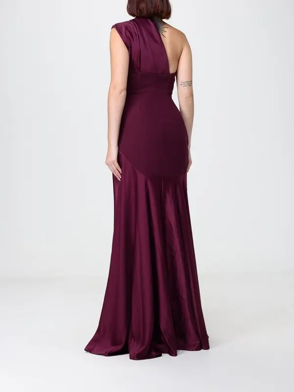 Solace London One-shoulder Draped Satin Evening Gown - Violet