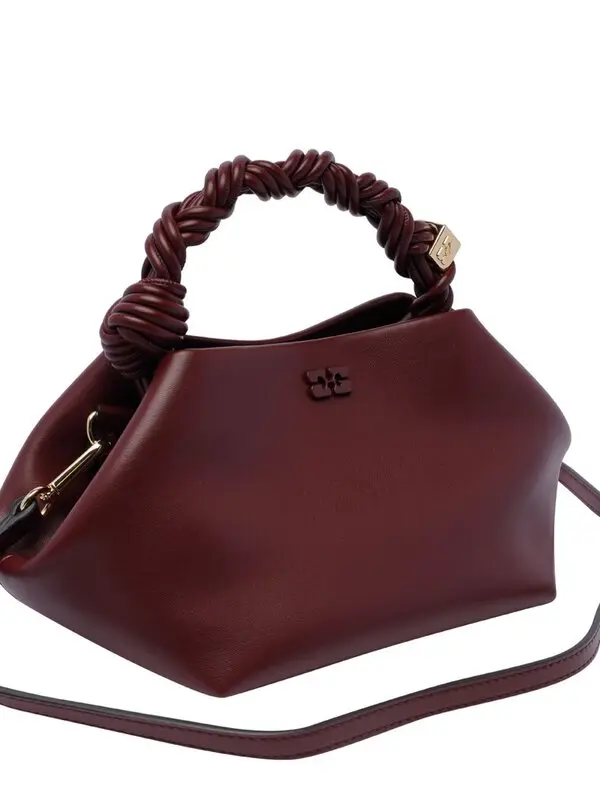 GANNI Bou Handbag In Recycled Leather With Braided Handle And Logo - Red