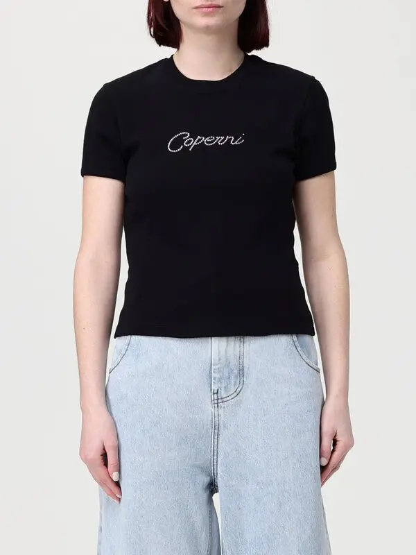 Coperni Cotton T-shirt With Rhinestone Logo