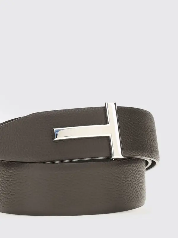 TOM FORD Leather Belt With Signature Buckle - Brown