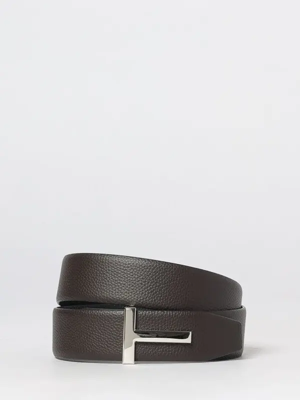 TOM FORD Reversible Monogram Buckle Leather Belt - Multicolor