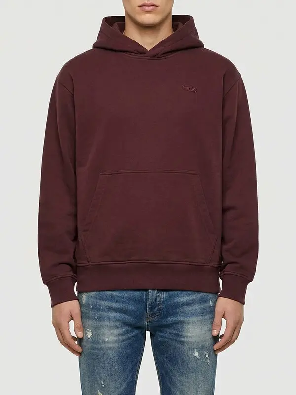 DIESEL® Cotton Hoodie With Logo Detail - Brown