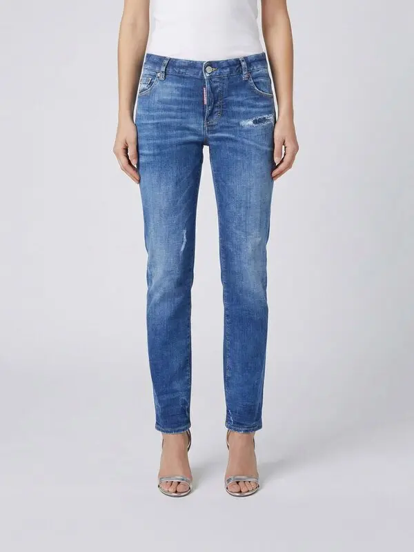 Dsquared2 Distressed Denim Slim Fit Jeans - Blue