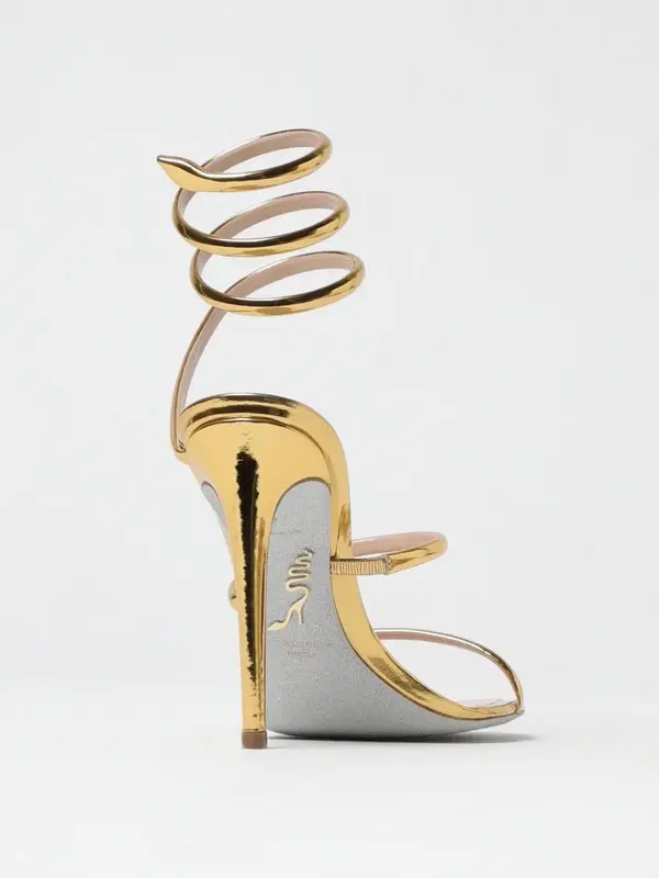 Rene Caovilla Strappy Stiletto Heeled Sandals - Gold