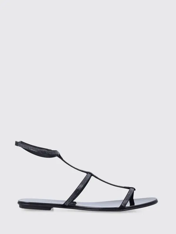 PEDRO GARCIA Suede Calfskin Sandal With Rhinestones - Black