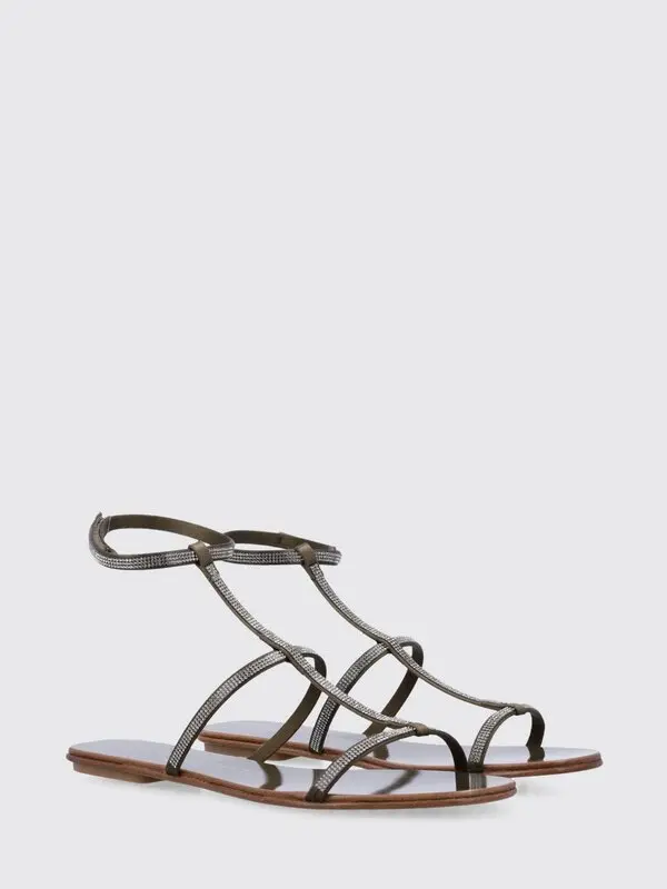 PEDRO GARCIA Suede Calfskin Sandals With Crystal Embellishments