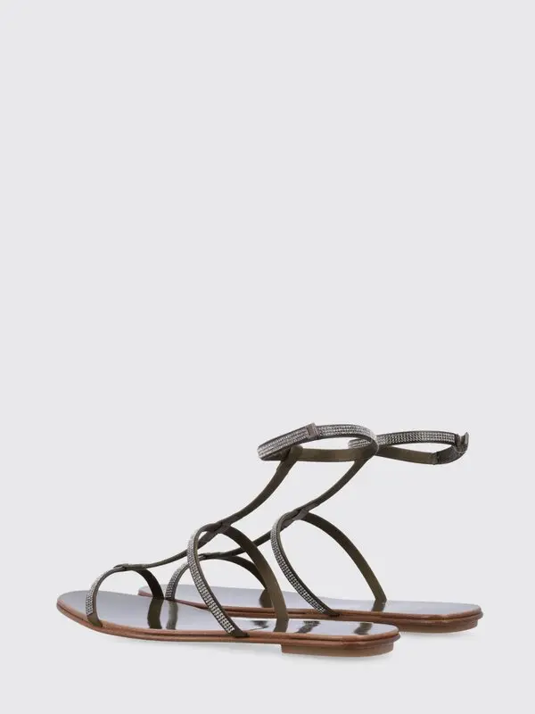 PEDRO GARCIA Suede Calfskin Sandals With Crystal Embellishments
