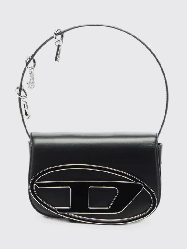 DIESEL® 1dr Mini Bag In Smooth Leather With Oval D Logo And Removable Charm - Black