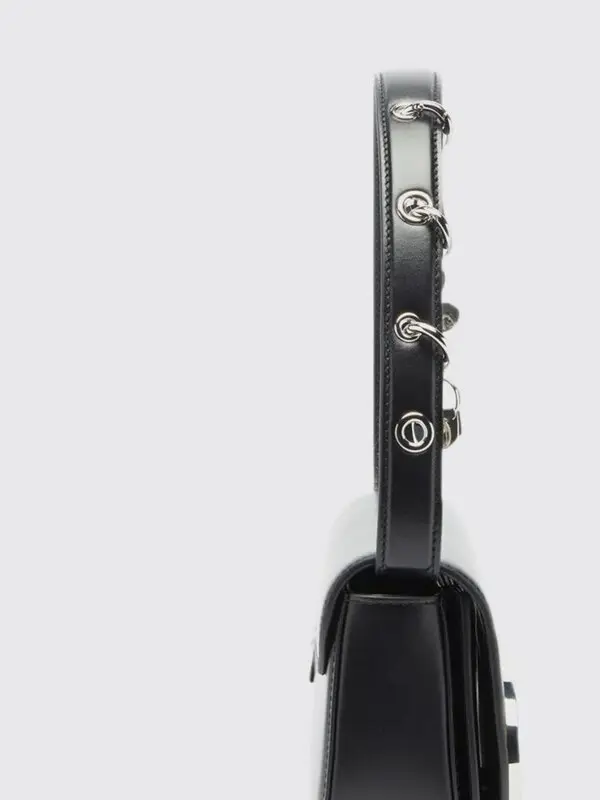 DIESEL® 1dr Mini Bag In Smooth Leather With Oval D Logo And Removable Charm - Black