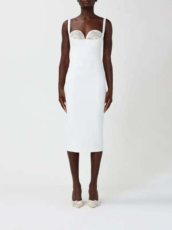 Elisabetta Franchi Embellished Bustier Midi Dress - Ivory