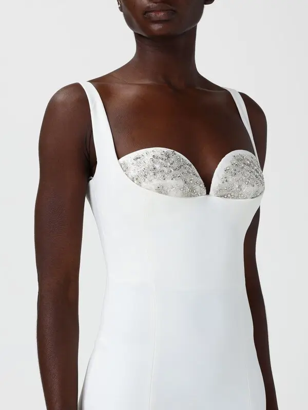 Elisabetta Franchi Embellished Bustier Midi Dress - Ivory