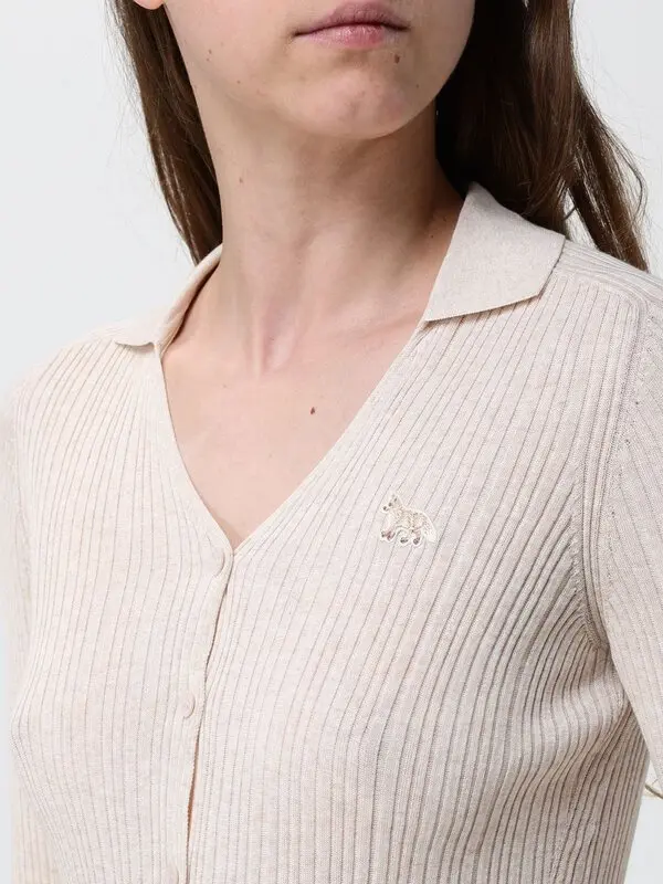 Maison Kitsuné Cotton And Viscose Blend Cardigan - Beige