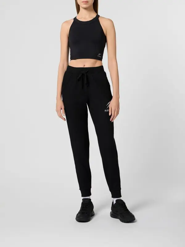 PLEIN SPORT Ribbed Jersey Jogging Pants - Black