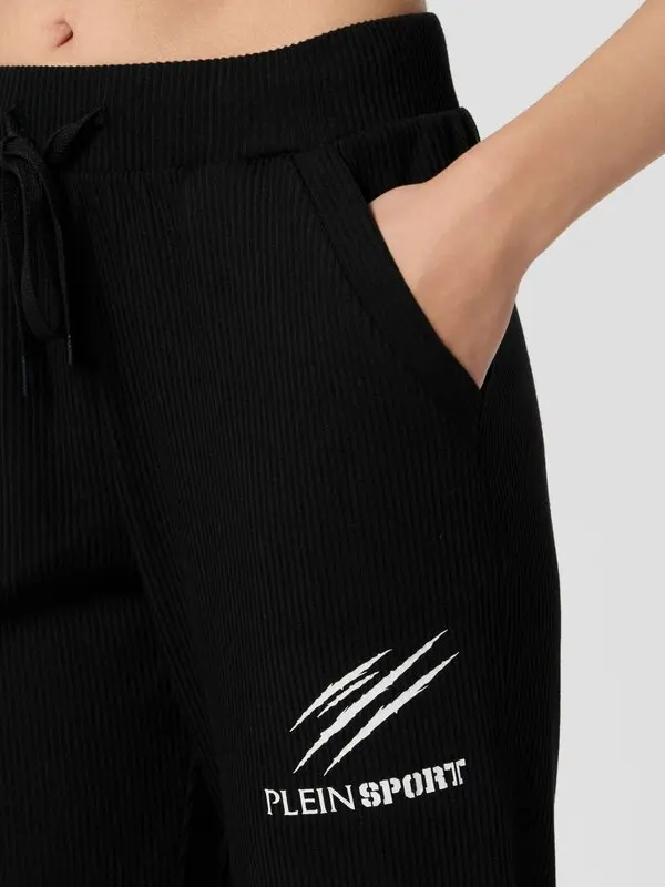 PLEIN SPORT Ribbed Jersey Jogging Pants - Black