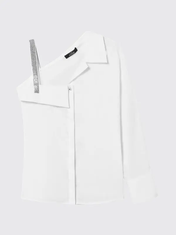 TWINSET One-shoulder Shirt With Rhinestone Embellishments - White