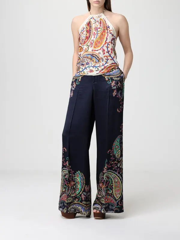 Etro Palazzo Trousers In Viscose With Paisley Print