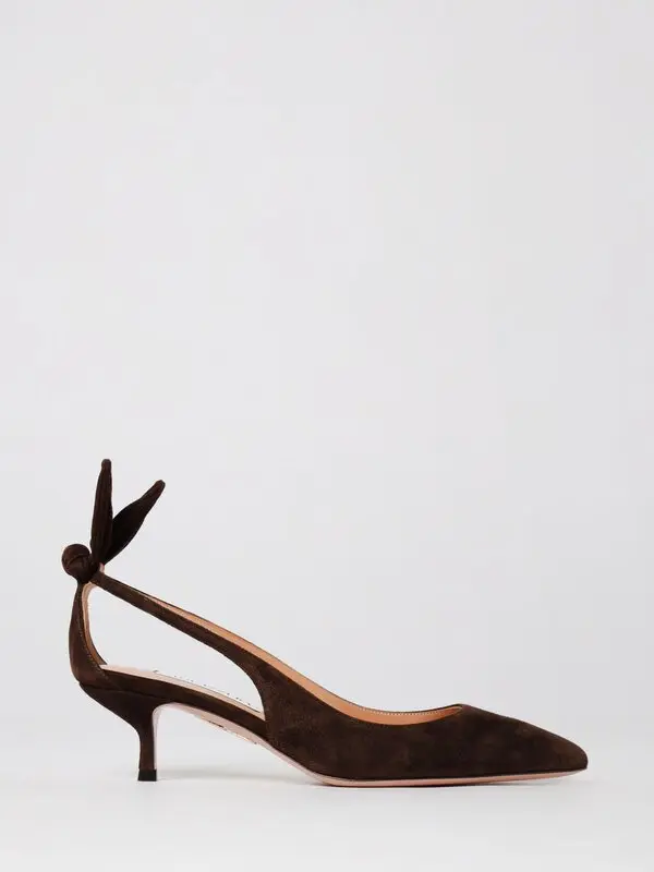 AQUAZZURA Bow Detail Suede Pumps - Brown