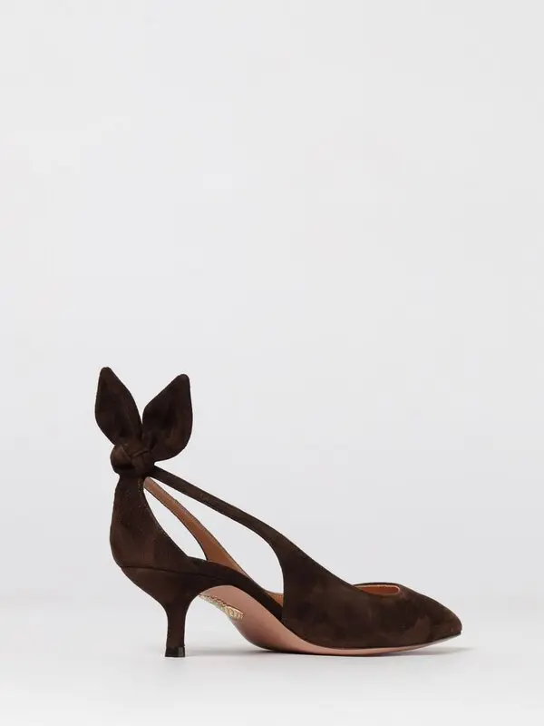 AQUAZZURA Bow Detail Suede Pumps - Brown