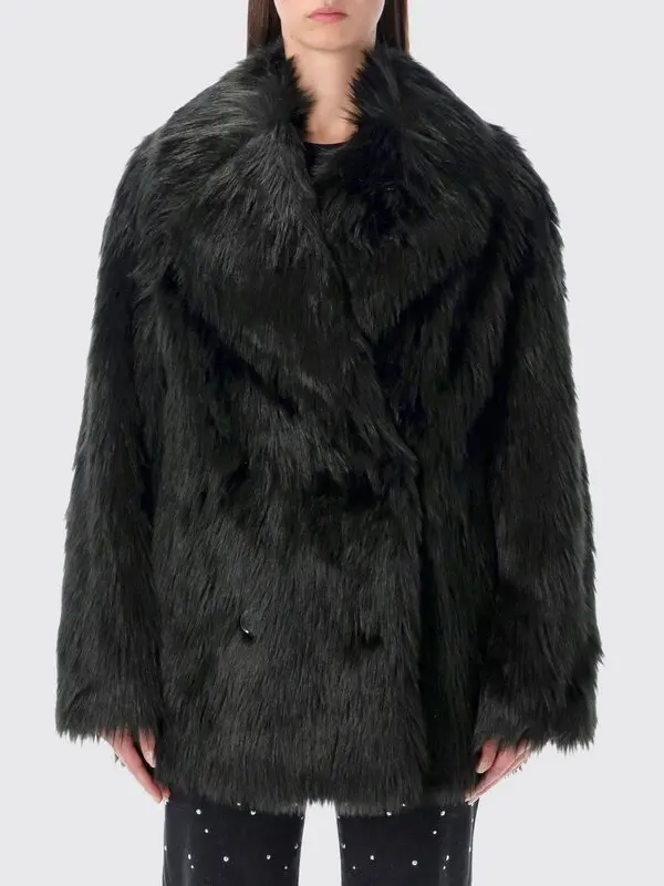 STAND STUDIO Fur Coat - Black