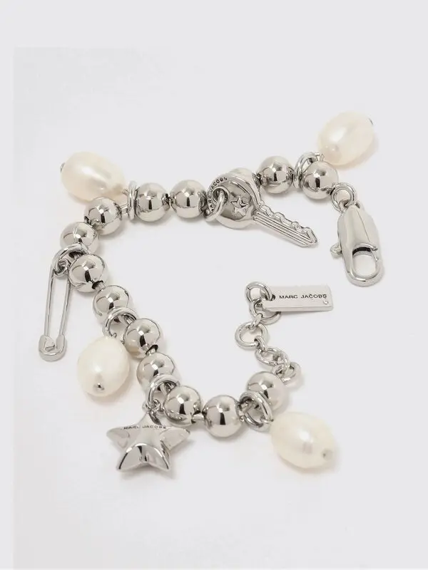 Marc Jacobs Tone Brass Charm Bracelet With Synthetic Pearls